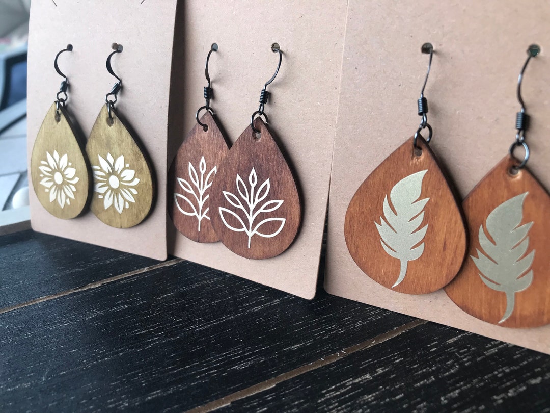 Earrings, Lightweight, Tear Drop, Alcohol Ink, Permanent Vinyl, Trendy ...