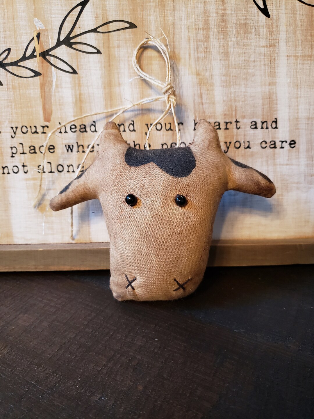 Prim Cow Head Ornie Primitive Cow Ornament Rustic Decoration - Etsy