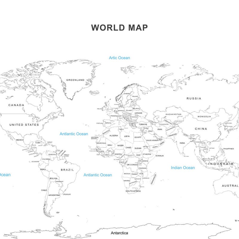 Coloring World Map - Etsy