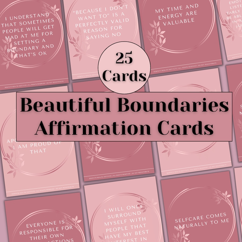 Rose Pink Beautiful Boundaries Affirmation Cards | Setting Boundaries ...