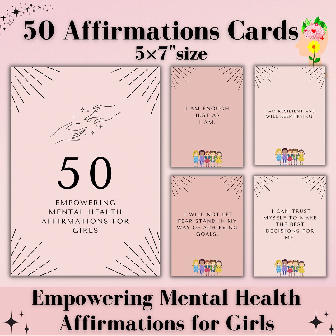 Mental Health Affirmation Deck Cards for Girls Printable | Positive ...