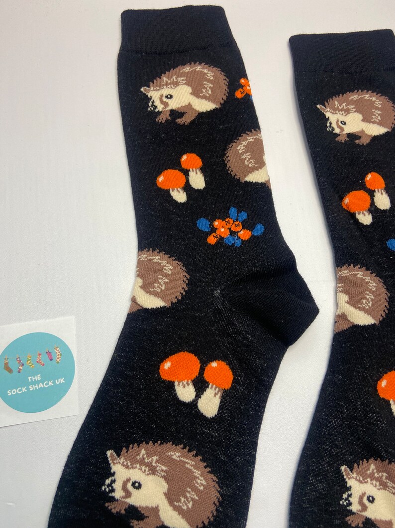 Hedgehog Print Socks, Rabbit Socks, Animal Socks, Stocking Filler, Xmas ...