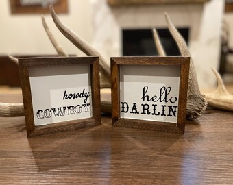 Hello Darlin' & Howdy Cowboy/set of 2/western Master Bedroom Decor ...