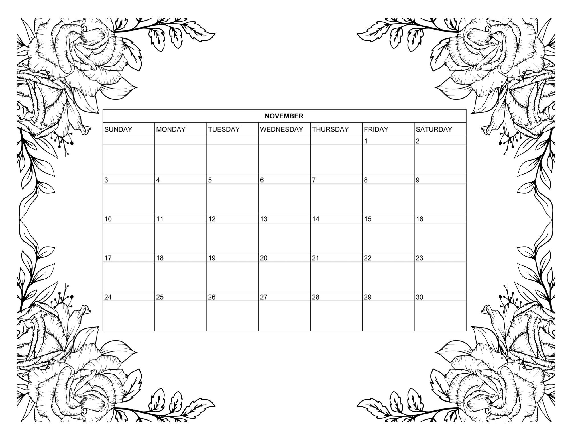Flower Coloring Book Calendar Printable Download - Etsy