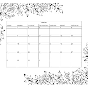 Flower Coloring Book Calendar Printable Download - Etsy