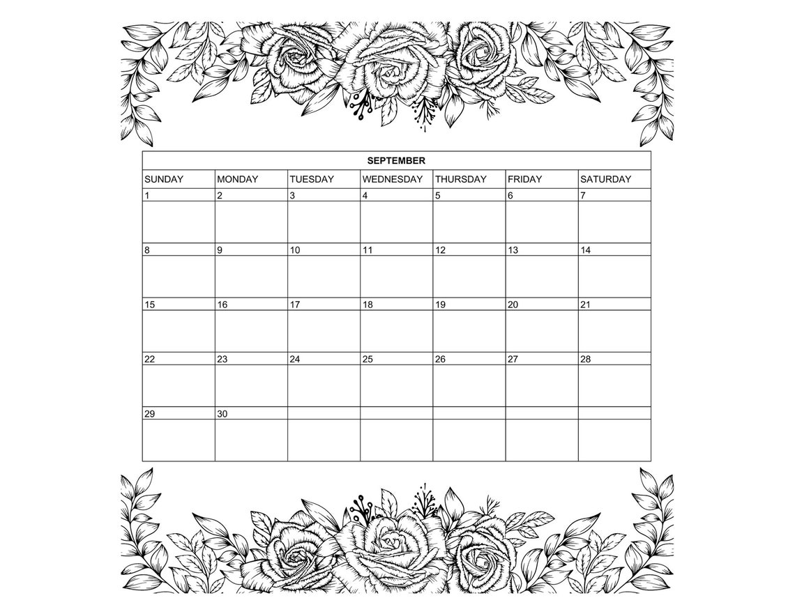 Flower Coloring Book Calendar Printable Download - Etsy