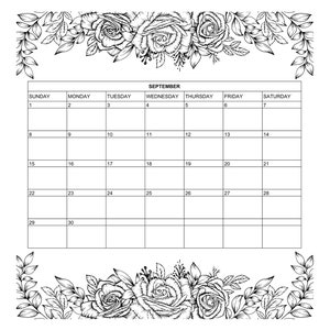 Flower Coloring Book Calendar Printable Download - Etsy