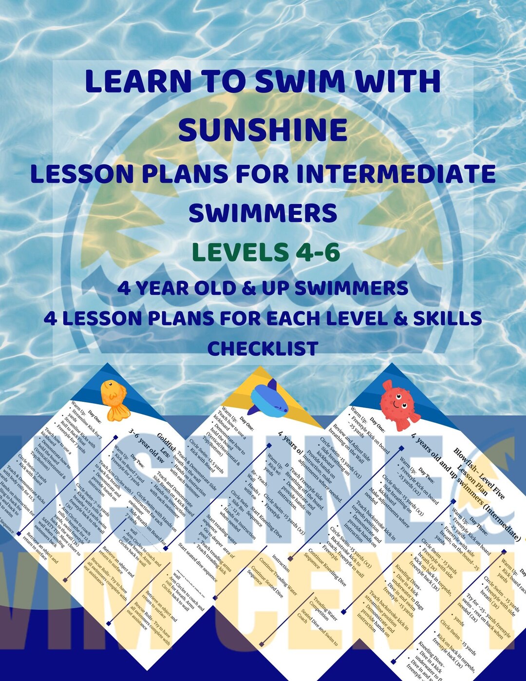Learn to Swim Lesson Plans Level 4-6 intermediate Levels - Etsy