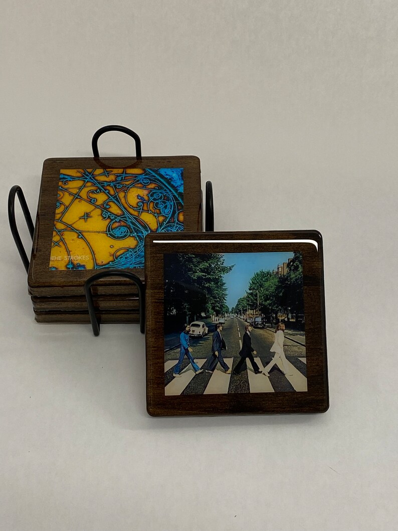 Custom Album Cover Wooden Drink Coasters With Wireless Tap to Play - Etsy