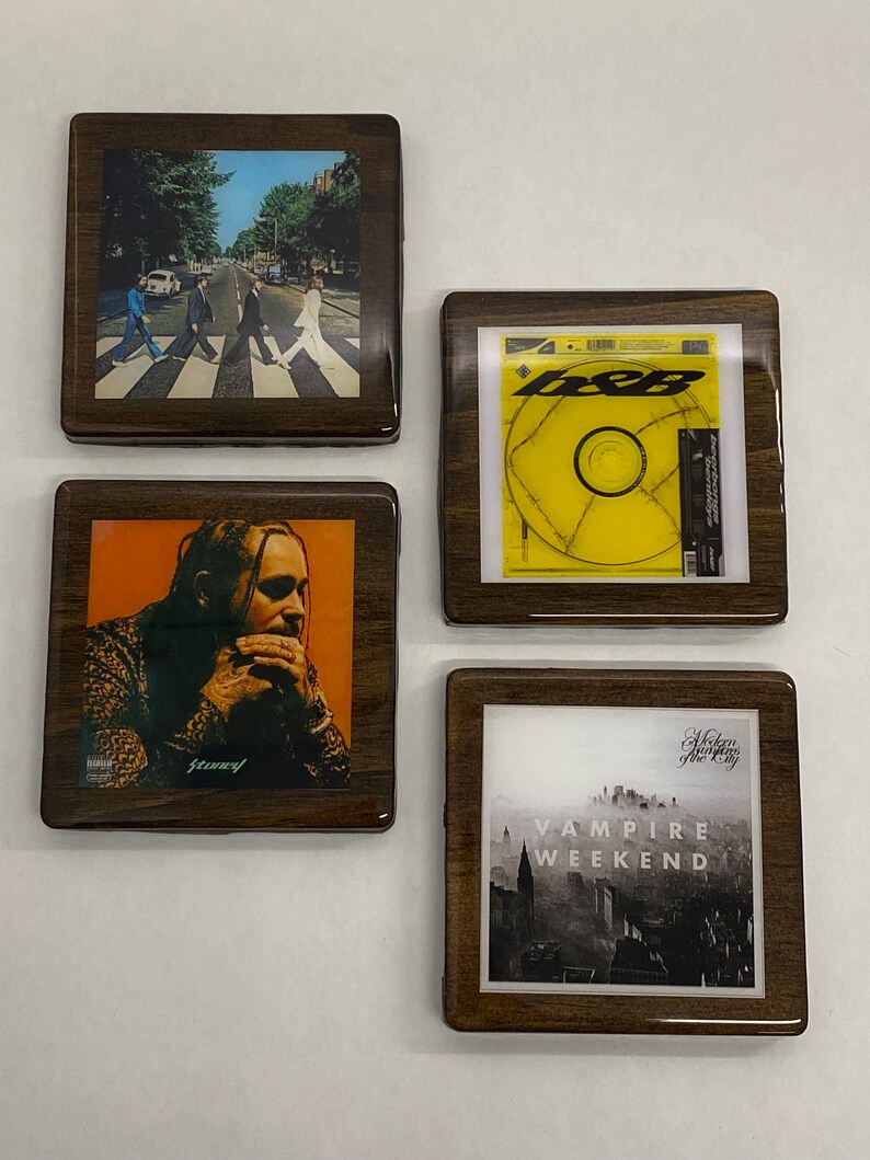 Custom Album Cover Wooden Drink Coasters With Wireless Tap to Play - Etsy