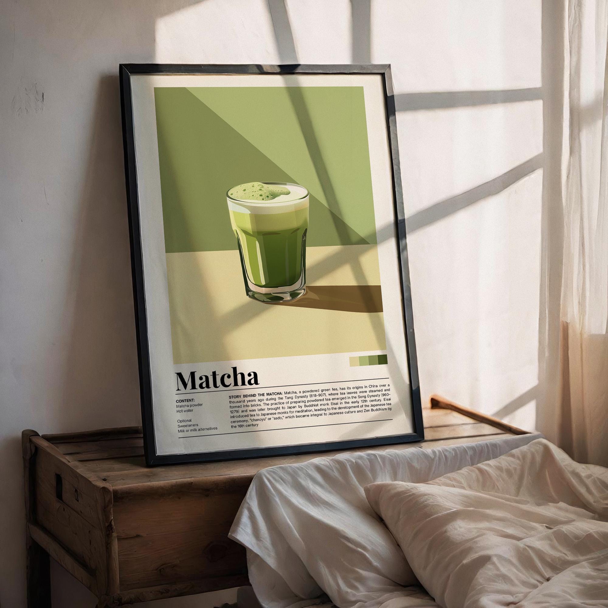 Retro Matcha Poster Vintage Matcha Art Print, Nostalgic Cafe Decor ...