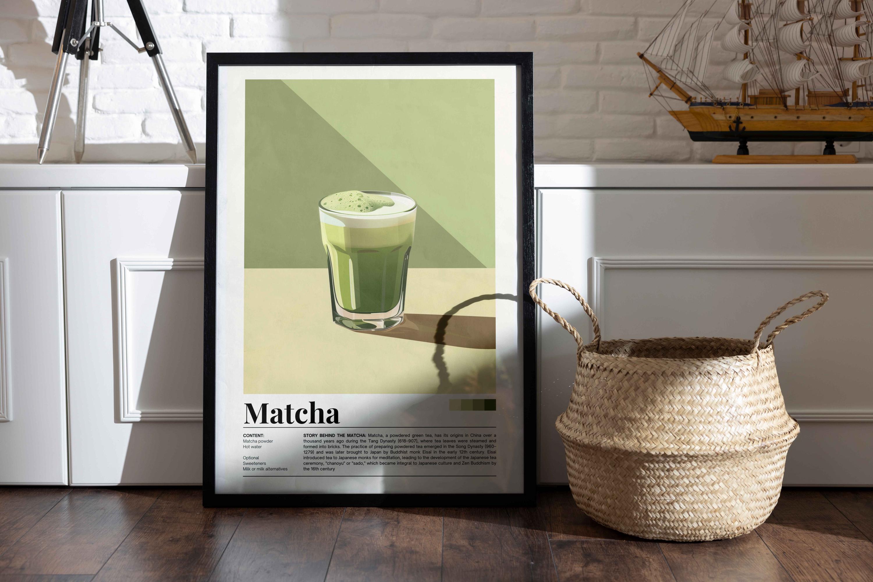 Retro Matcha Poster Vintage Matcha Art Print, Nostalgic Cafe Decor ...
