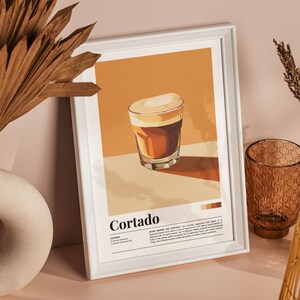 Retro Cortado Poster - Vintage Coffee Art Print, Nostalgic Cafe Decor ...