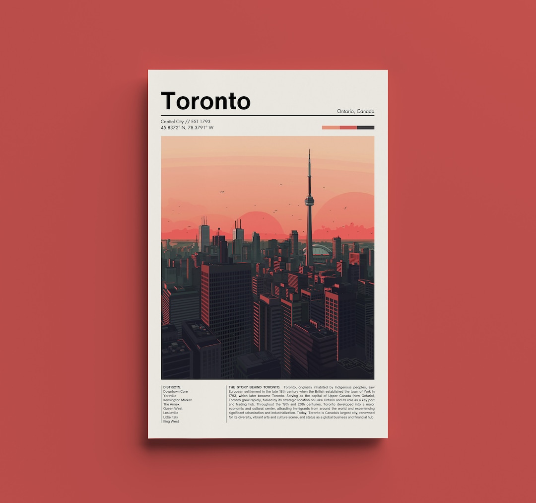 Retro Toronto Cityscape Poster - Vintage City Art Print - Urban Chic ...
