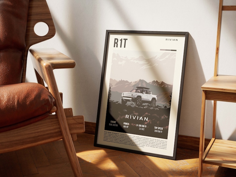 Rivian R1T Vintage Poster - Electric Adventure Truck Art Print for ...