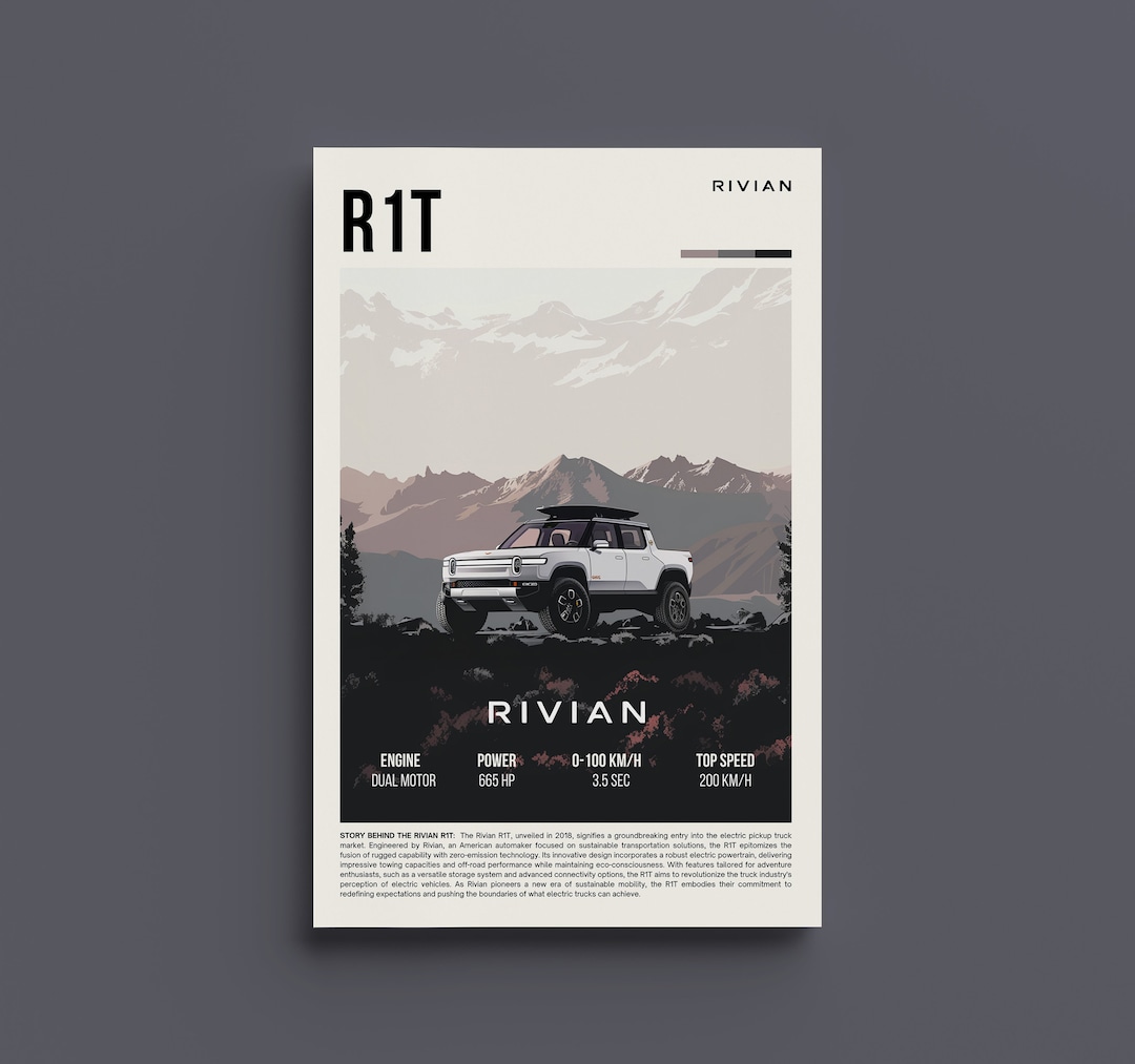 Rivian R1T Vintage Poster - Electric Adventure Truck Art Print for ...