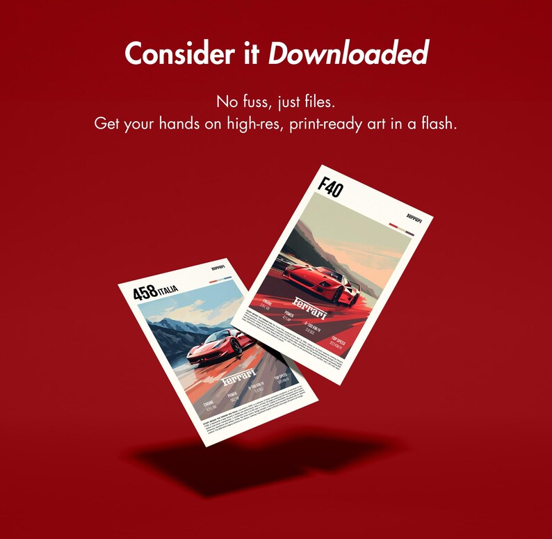 Ferrari F40 Poster - Retro Style Supercar Wall Art - Iconic Car ...