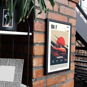 Retro RX7 Poster - Vintage Mazda Sports Car Art Print, Rotary Engine ...