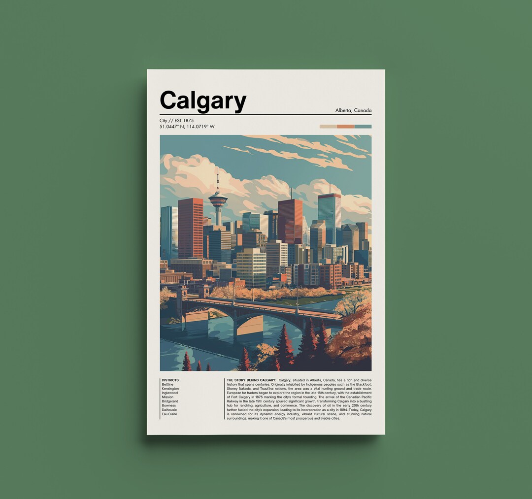 Vintage Calgary Poster - Retro Cityscape Art Print - Urban Nostalgia ...