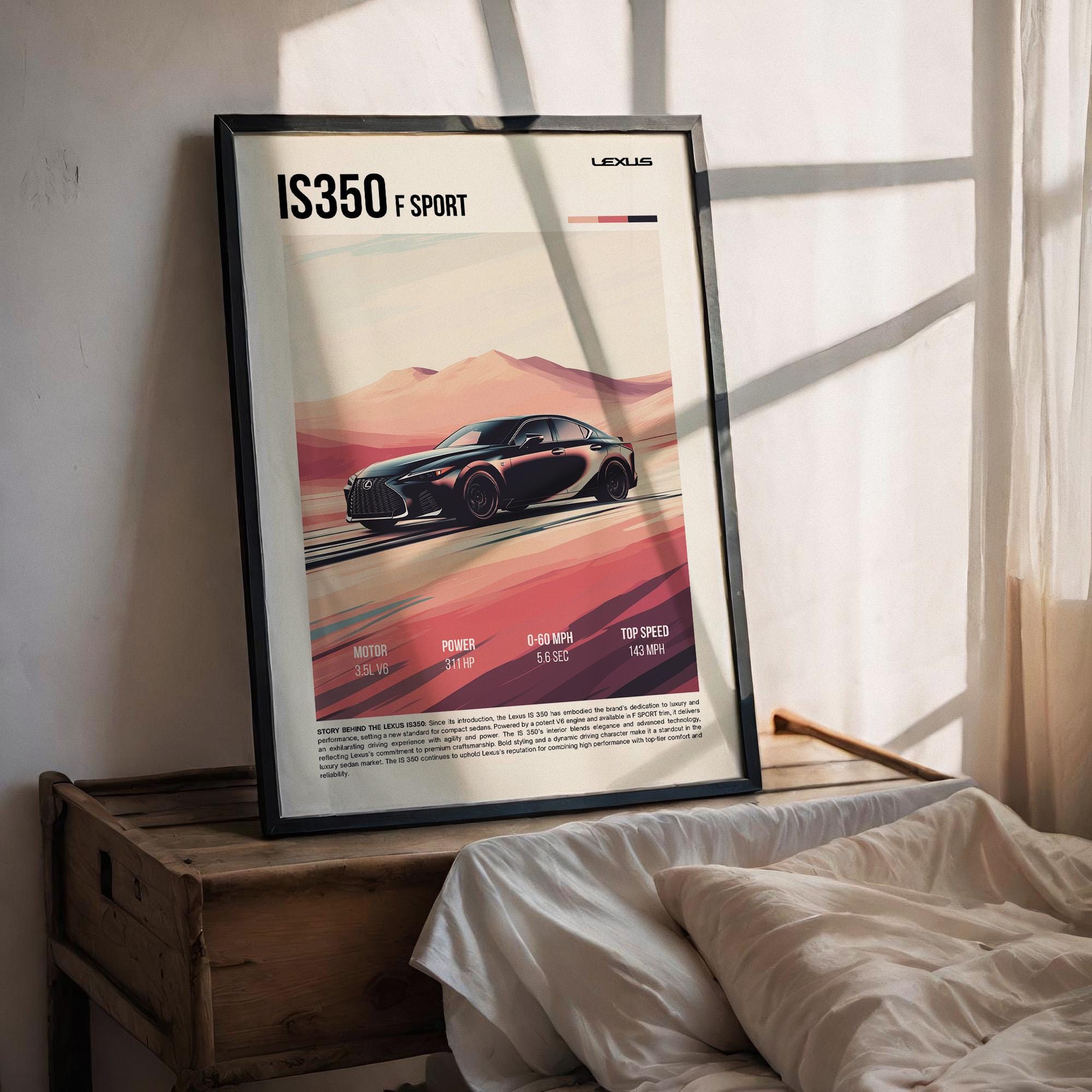Lexus IS350 Poster - Retro Style Luxury Sedan Wall Art - Iconic Car ...