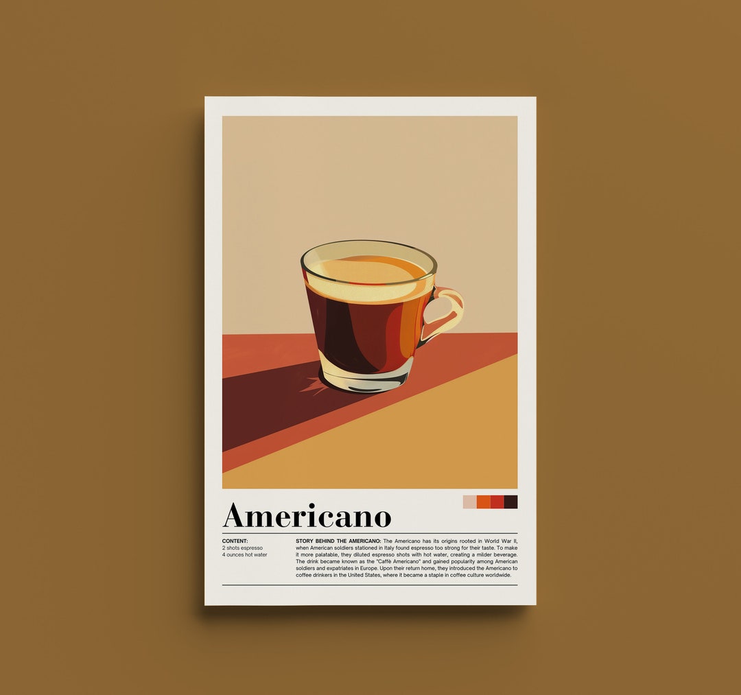 Vintage Americano Poster - Retro Coffee Art Print, Nostalgic Cafe Decor ...