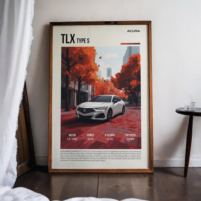 Acura TLX Poster - Retro JDM Sedan Art Print - Luxury Car Wall Decor ...