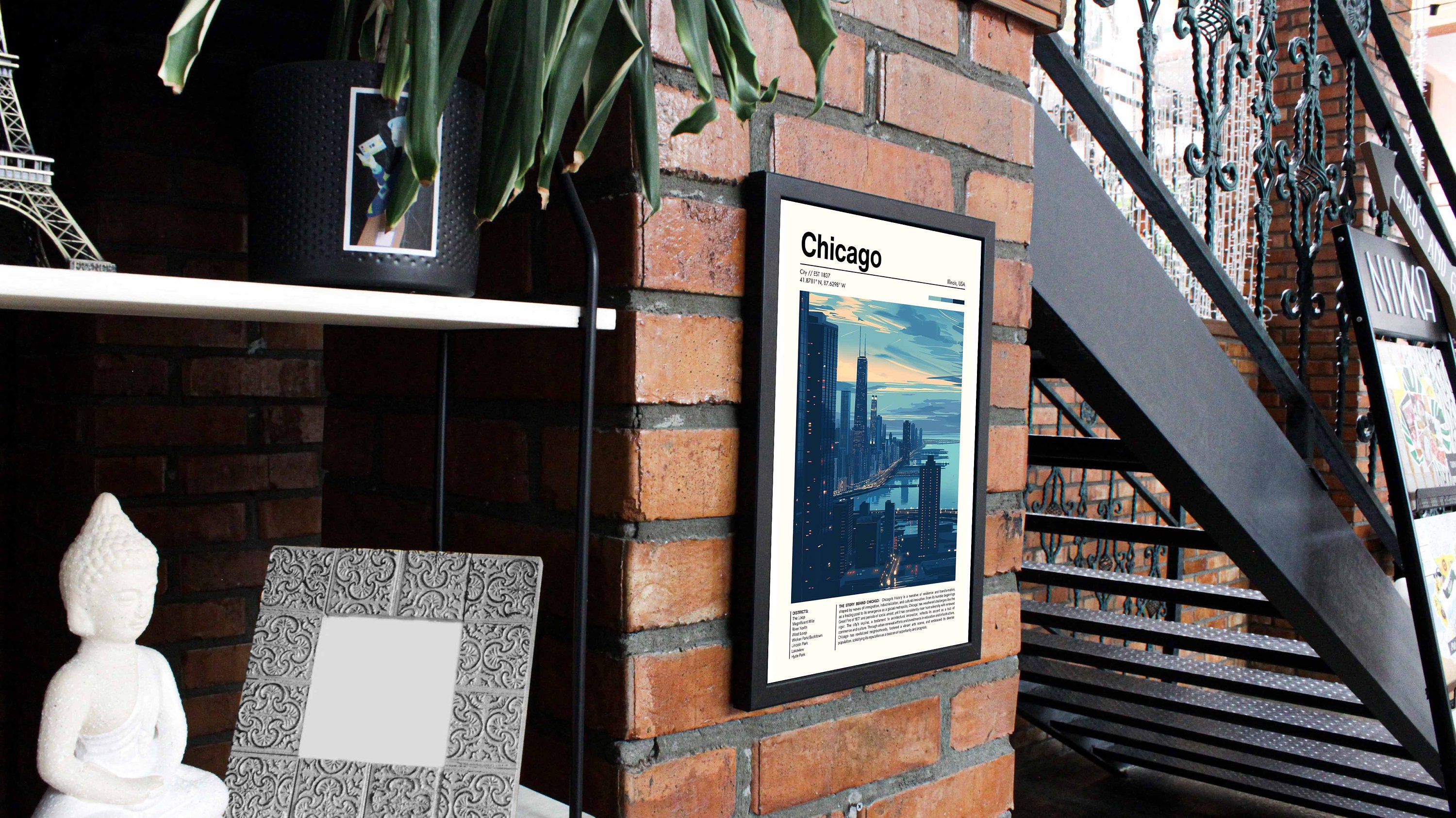 Vintage Chicago Poster - Retro Windy City Wall Art Print, Chicago ...