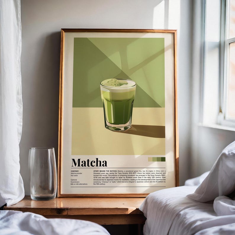 Retro Matcha Poster Vintage Matcha Art Print, Nostalgic Cafe Decor ...