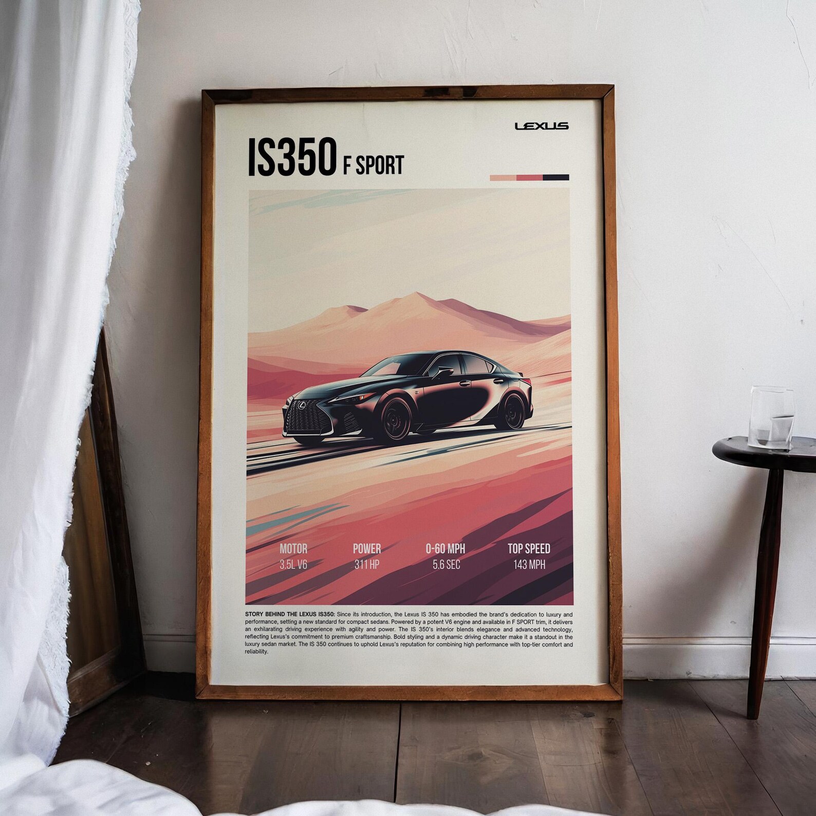 Lexus IS350 Poster - Retro Style Luxury Sedan Wall Art - Iconic Car ...