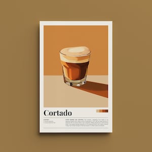 Retro Cortado Poster - Vintage Coffee Art Print, Nostalgic Cafe Decor ...