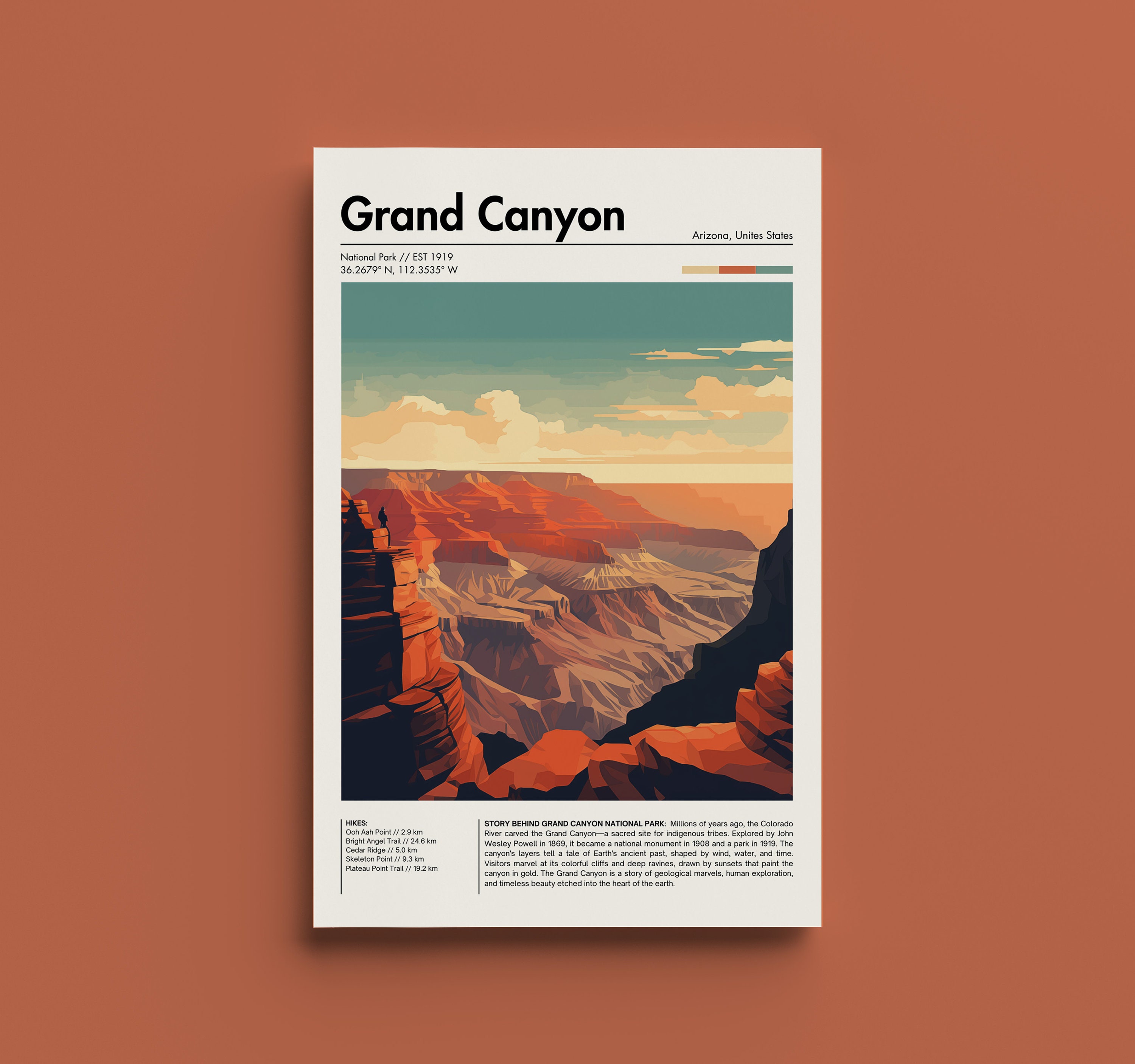 Retro Grand Canyon Poster - Vintage Southwest Wilderness Art Print ...