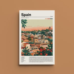 Spain Travel Poster - Vintage Spanish Wall Art Print, Iconic Landmarks ...