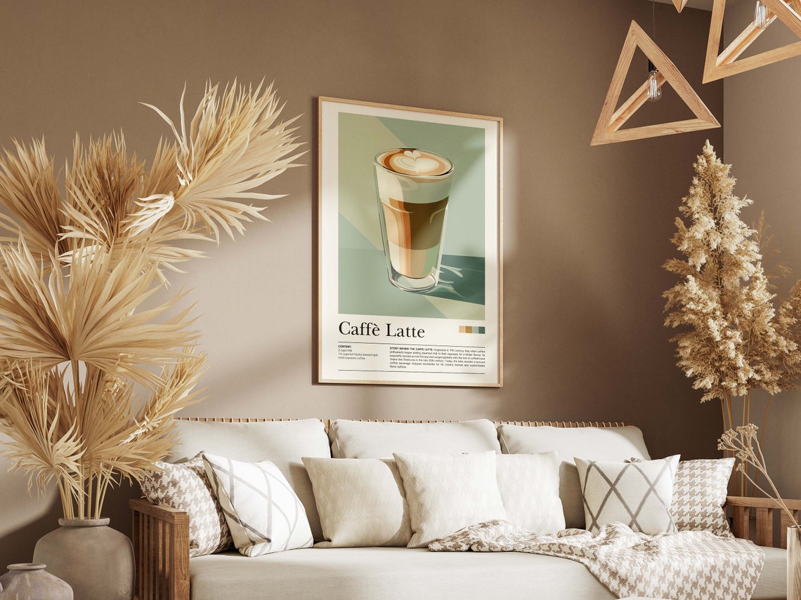 Retro Caffè Latte Poster - Vintage Coffee Art Print, Nostalgic Cafe ...
