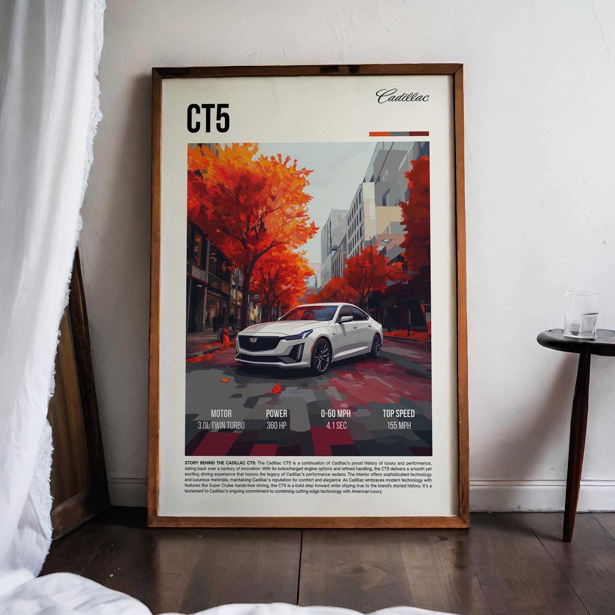 Cadillac CT5 Poster - Retro Style Luxury Sedan Art Print - Classic ...