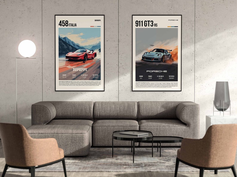 Porsche 911 GT3 RS Art - Retro Sports Car Poster, High-performance ...