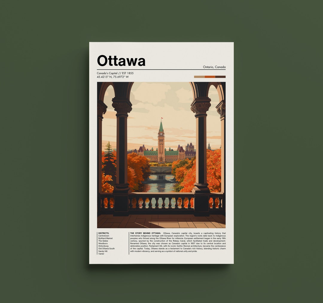 Vintage Ottawa Poster - Retro Cityscape Art Print - Urban Nostalgia ...