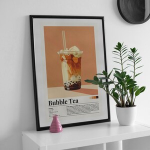Retro Bubble Tea Poster - Vintage Beverage Art Print, Nostalgic Cafe ...
