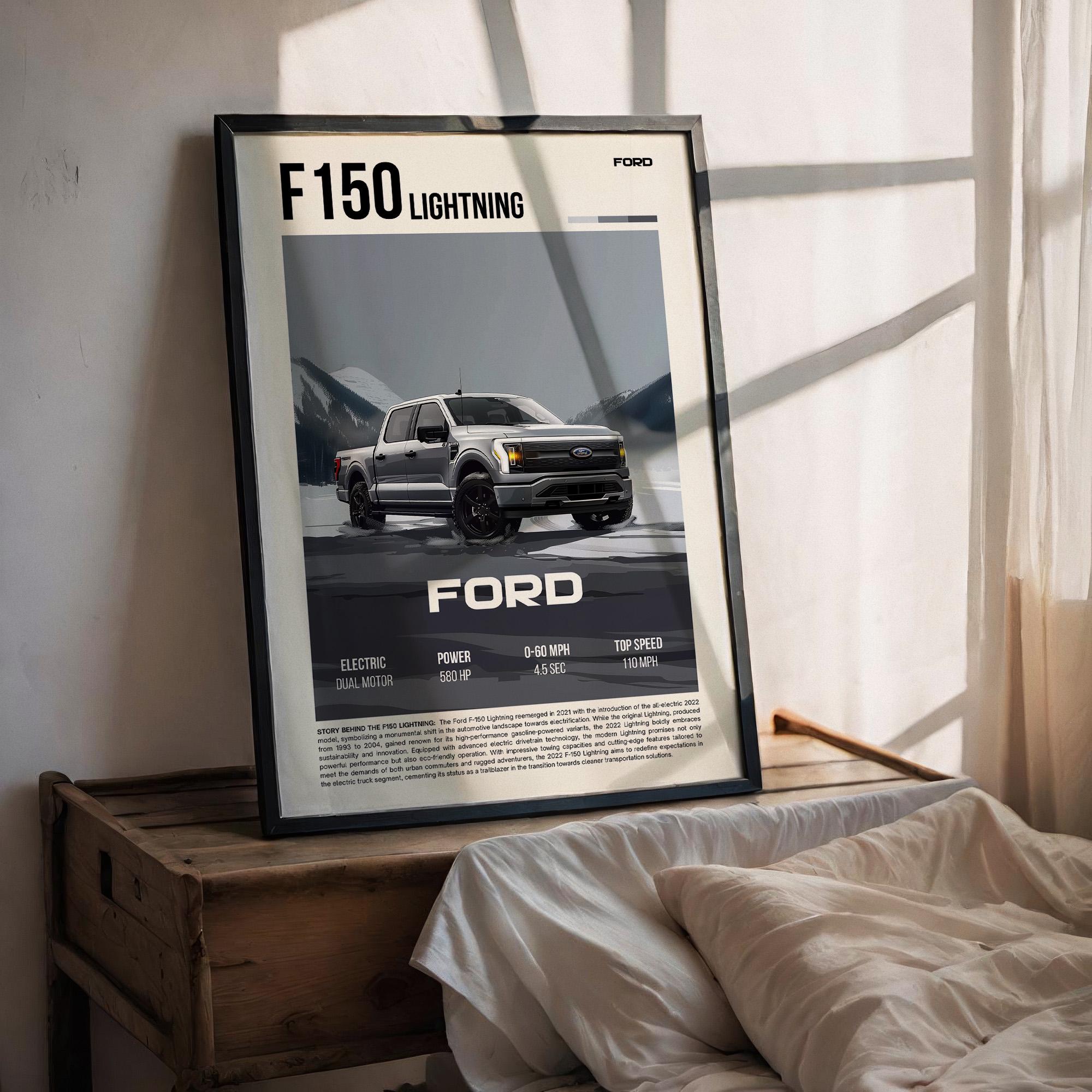 Ford F150 Lightning Poster Retro Style Truck Wall Art Iconic Ford Decor ...