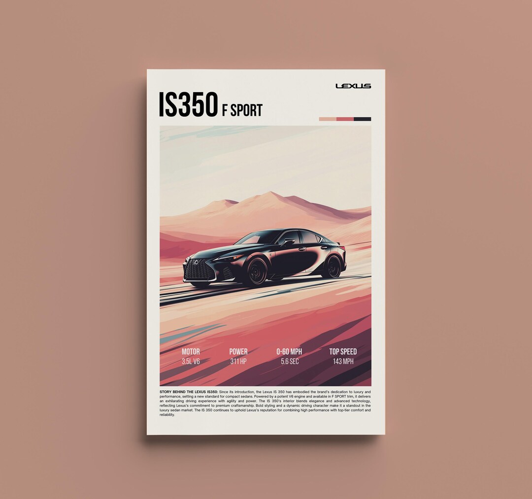 Lexus IS350 Poster - Retro Style Luxury Sedan Wall Art - Iconic Car ...