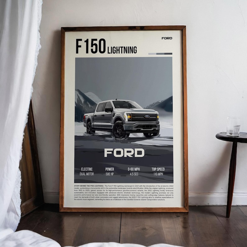 Ford F150 Lightning Poster - Retro Style Truck Wall Art - Iconic Ford ...