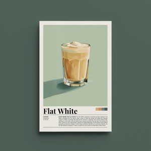 Retro Flat White Poster - Vintage Coffee Art Print, Nostalgic Cafe ...