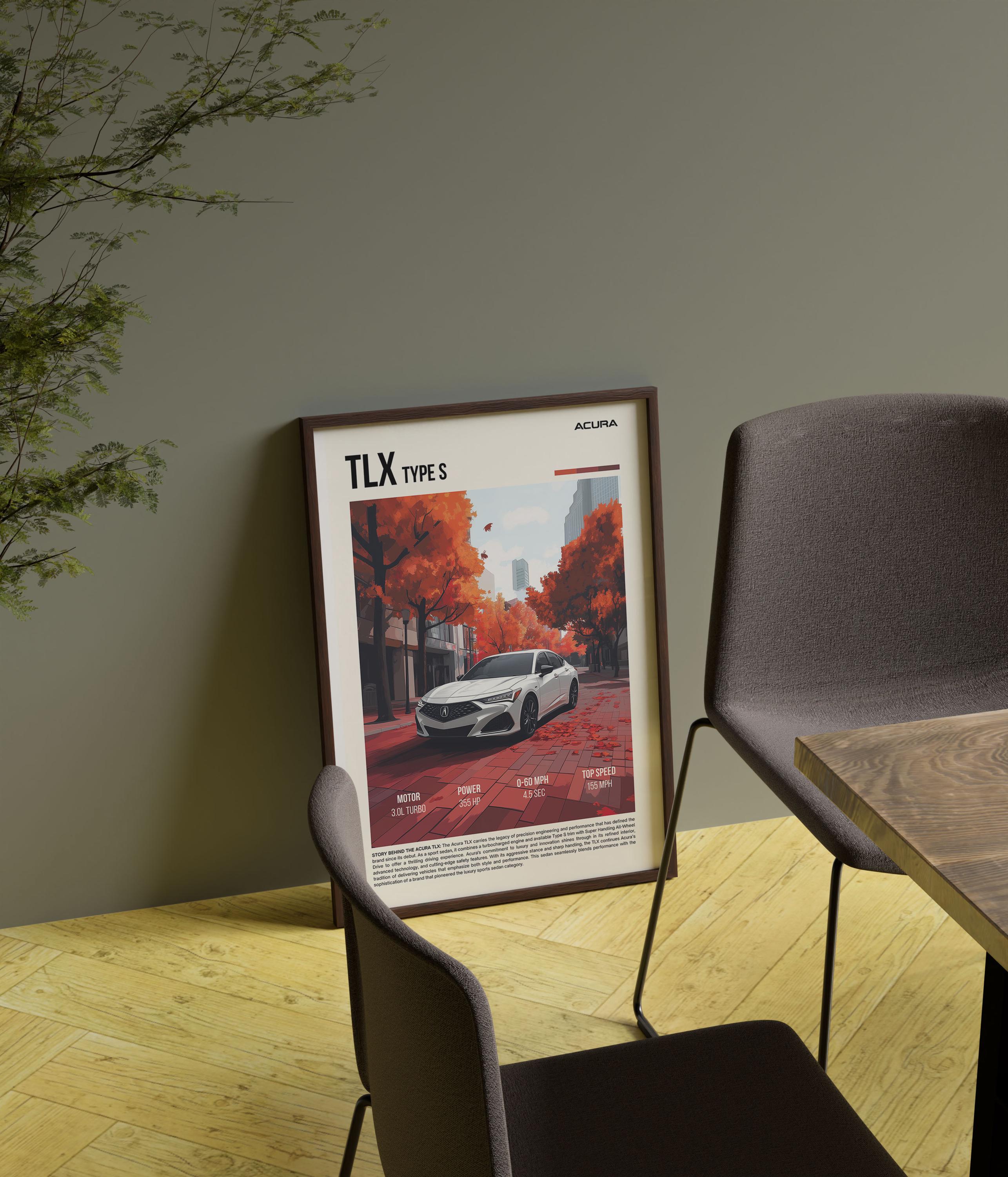 Acura TLX Poster - Retro JDM Sedan Art Print - Luxury Car Wall Decor ...