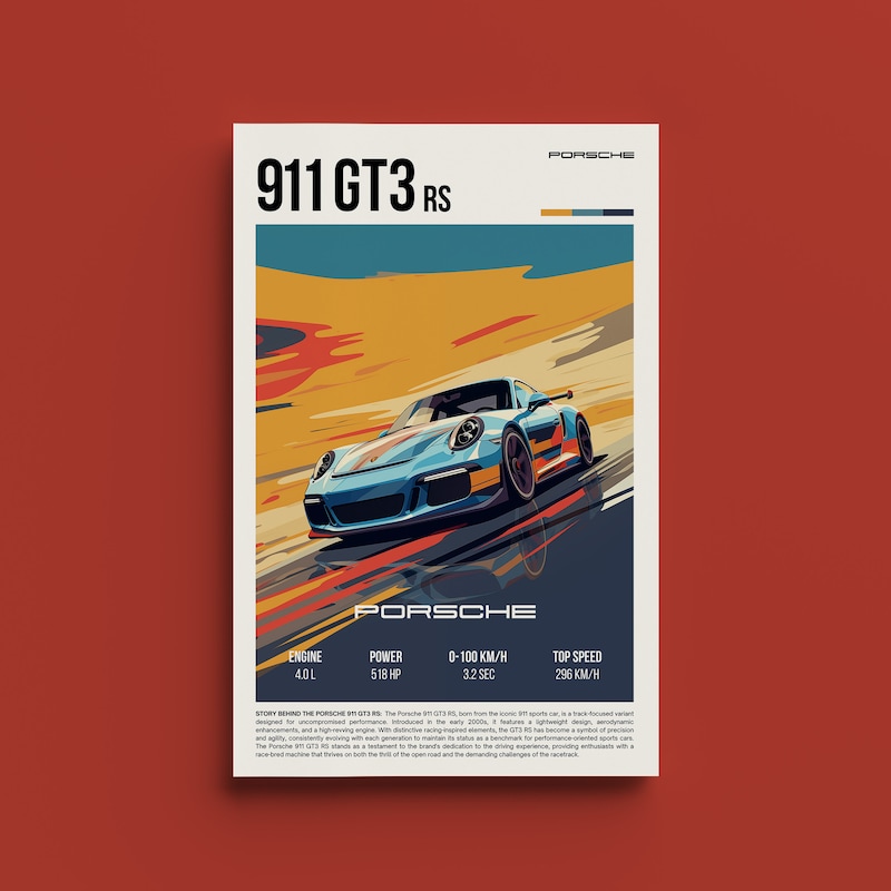 Porsche 911 Gt3 Rs Poster - Etsy