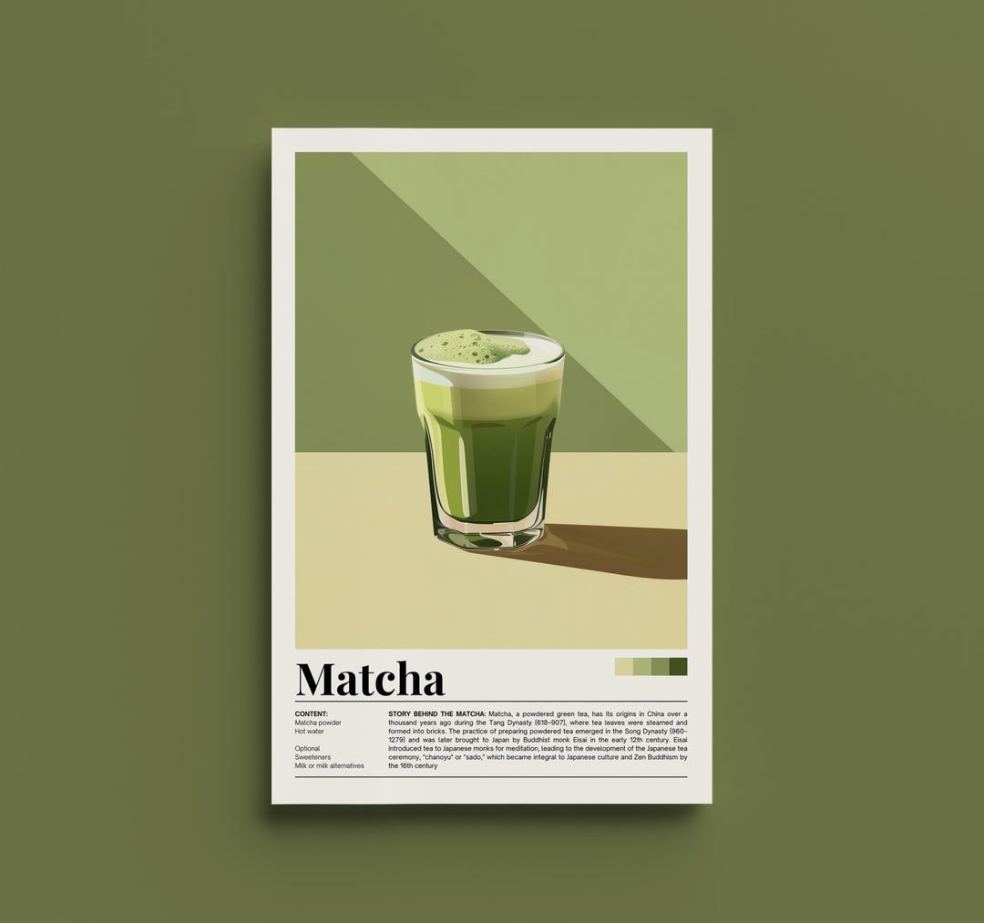 Retro Matcha Poster - Vintage Matcha Art Print, Nostalgic Cafe Decor ...