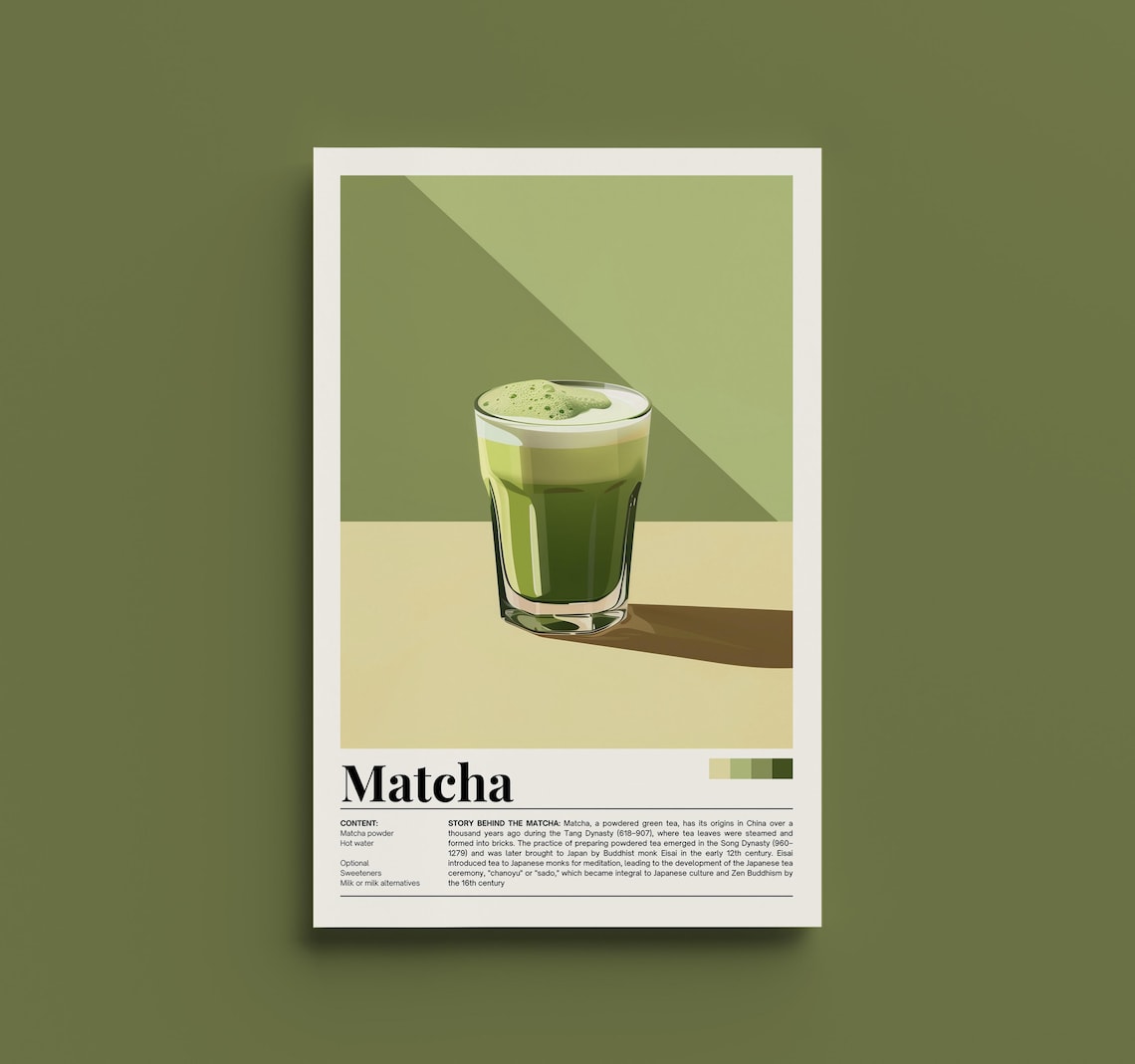 Retro Matcha Poster Vintage Matcha Art Print, Nostalgic Cafe Decor ...