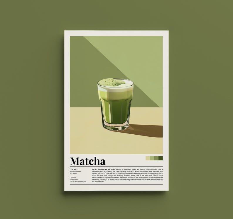 Retro Matcha Poster Vintage Matcha Art Print, Nostalgic Cafe Decor ...