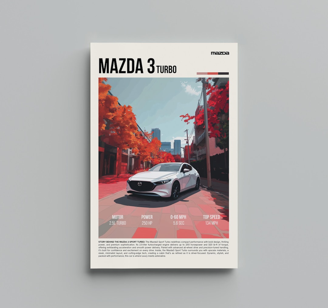 Mazda 3 Poster - Retro Style MPV Wall Art - Classic Automotive Decor ...