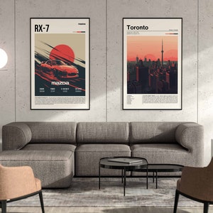 Retro RX7 Poster - Vintage Mazda Sports Car Art Print, Rotary Engine ...
