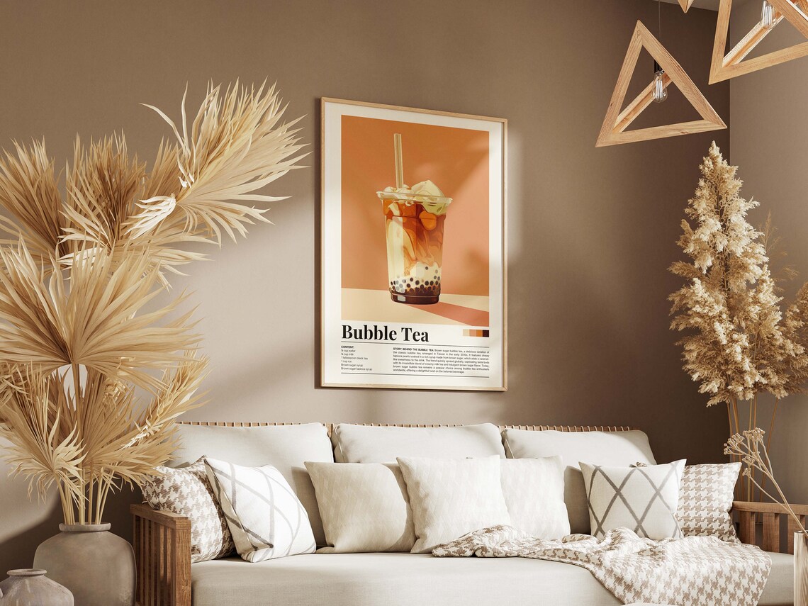 Retro Bubble Tea Poster - Vintage Beverage Art Print, Nostalgic Cafe ...