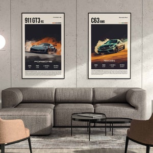 Retro Mercedes C63 AMG Automotive Print - Vintage Car Poster ...